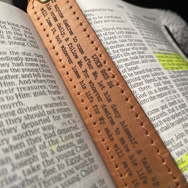 Personalized Leather Bookmark, Custom Bookmark, Bible Bookmark ...