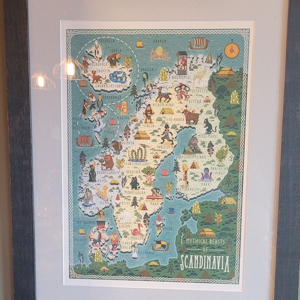 Illustrated Map, Mythical Beasts of the British and Irish Isles, A3 Art ...