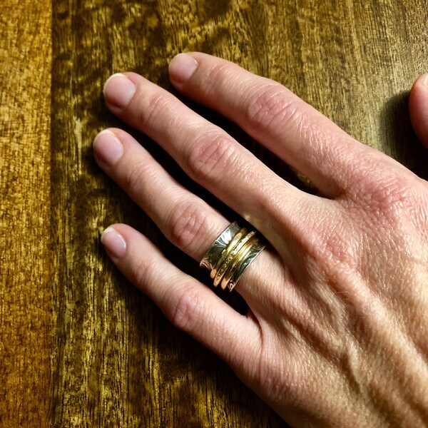 Stacking Rings, Gold and Silver Stack Rings, Square Gold Ring, Stacking ...