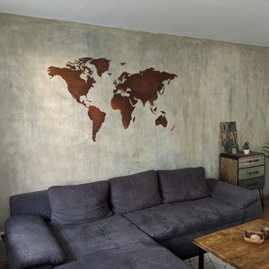 Magnetic Metal World Map. Rusted Steel Map. Industrial World Map. Large ...