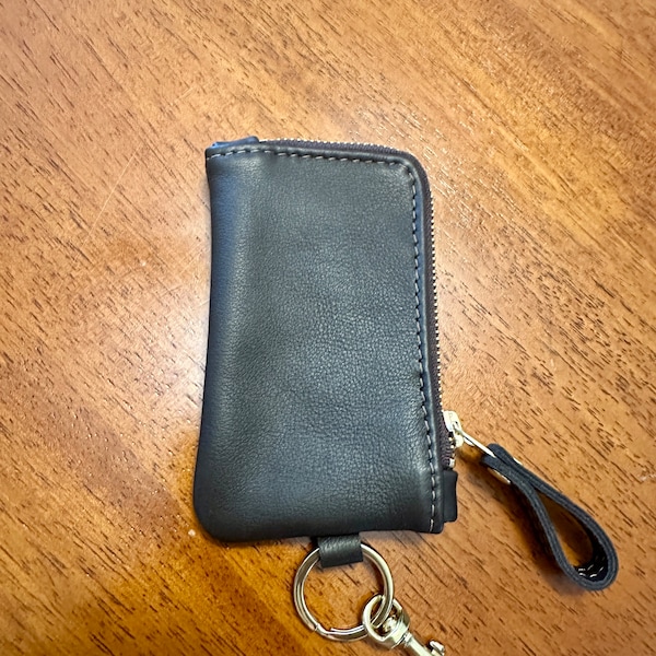 Leather Keychain ZIP AROUND Wallet, Leather Credit Card Wallet, Keyring ...