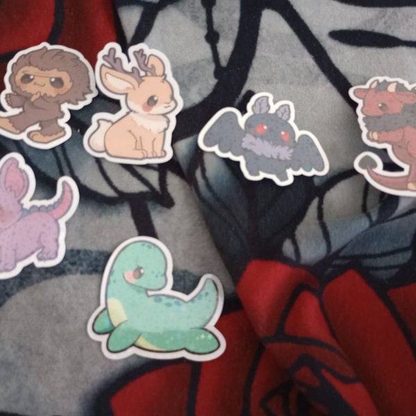 Cute Cryptids Sticker Pack Waterproof Vinyl Stickers 6 Chibi Monsters ...