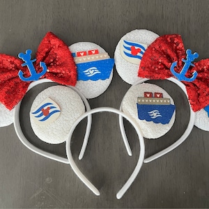 Cruise Minnie Ears, Boat Mickey Ears, Line Mouse Ears Headband, Magical Kingdom Ears, Nautical ...