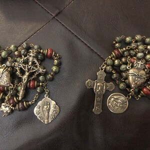Virgin Mary Christopher Michael Turquoise Jasper Bronze Mens - Etsy