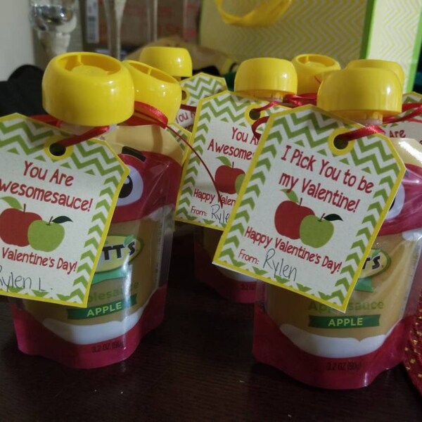 Applesauce Valentine's Day Cards and Stickers. Hang Tags and Stickers ...