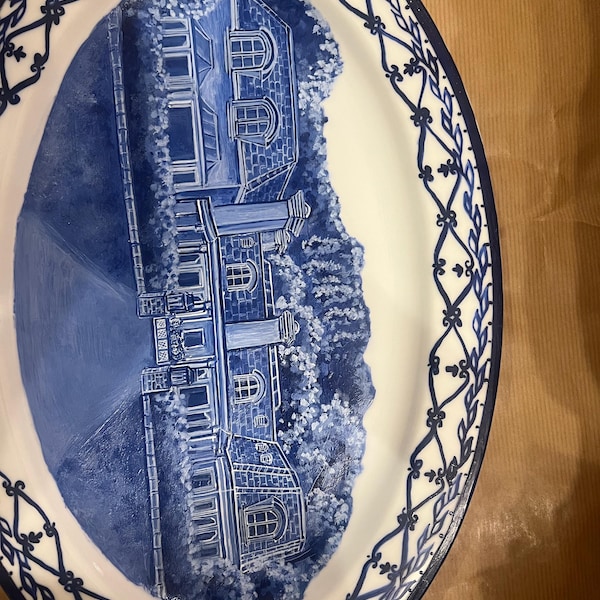 Custom House Portrait Platter, Hand Painted Porcelain Plate, House ...
