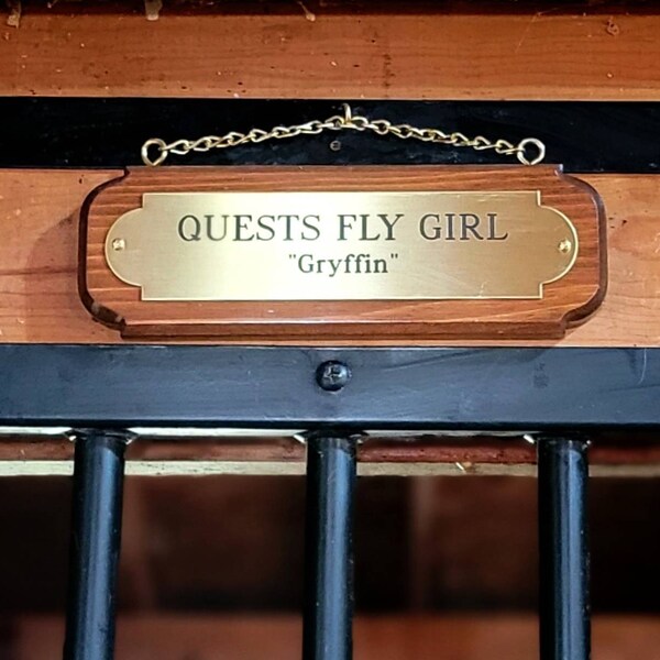 Fancy Horse Stall Name Plate Solid Brass and Wood Personalized, Stall ...
