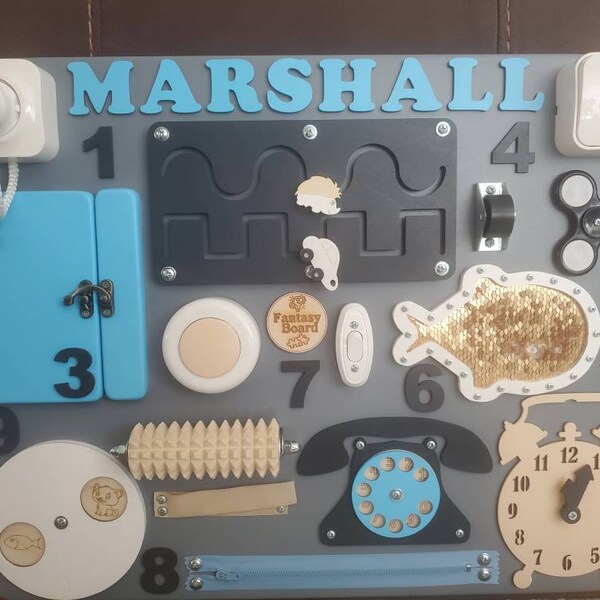 Trendy Gray Toddler Busy Board, Montessori Classroom Decor, Fidget Toy ...