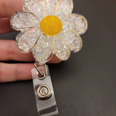 Daisy Badge Reel, Flower ID Holder, Spring Badge Reel, Summer Badge ...