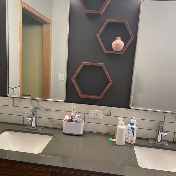 Set of 3 Hexagon Shadow Boxes Made From Oak - Etsy