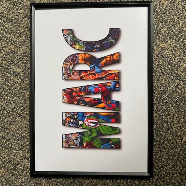 Personalised MARVEL NAME Word Art Custom Print Gift Keepsake Present ...