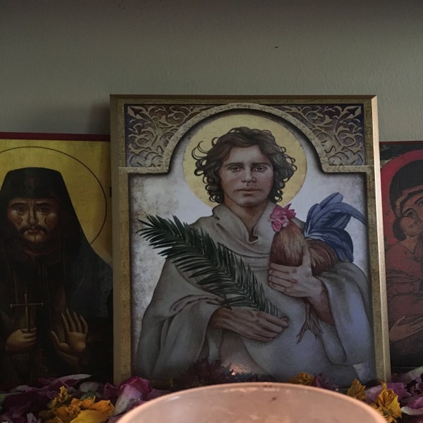 St. Vitus Wood Icon & Holy Card GIFT SET, Catholic Patron of Actors ...