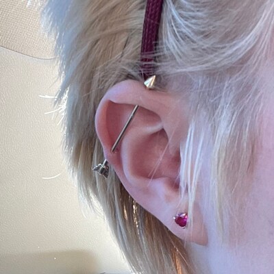 14k Solid Yellow Gold Industrial Arrow Barbell..14g.32mm..35mm..38mm - Etsy