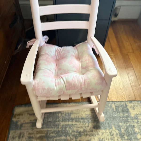 Pink Floral Chair Pad, Tufted Cushion, Shabby Chic, Rose Seat Kids ...