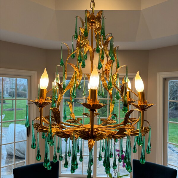 Italian Hand Forged Wrought Iron Gold Leaf Chandelier, 5 Lights Pink Ceramic Roses - Etsy