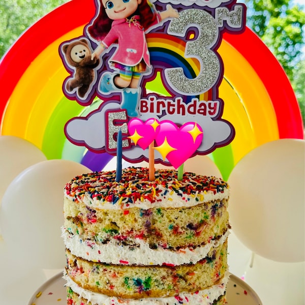 Rainbow Ruby Cake Topper - Rainbow - Birthday Cake Topper - Etsy