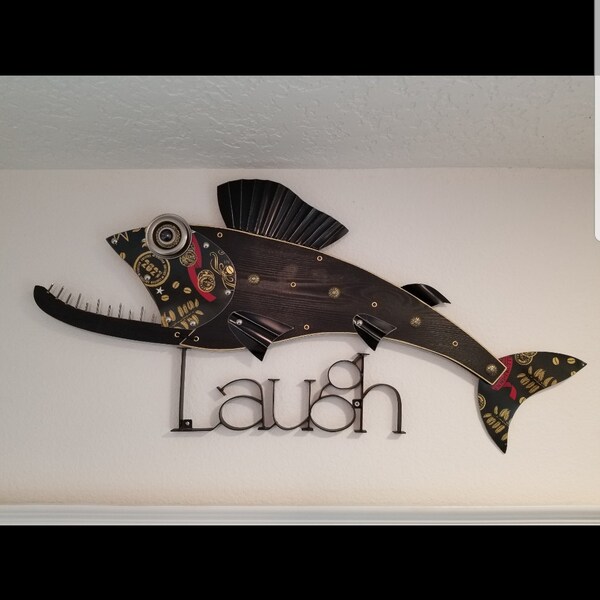 Fish Sculpture W 9 in X H 14 in Fish Decor Beach House Decor Wood Fish ...