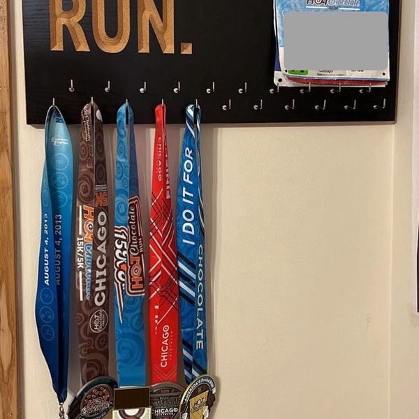 Running and Race Bibs Medal Hanger, Personalized Medal Display Rack ...