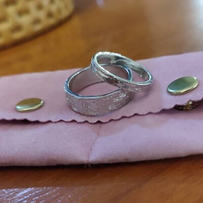 Sterling Silver and Gold Matching Wedding Rings, Bride and Groom ...