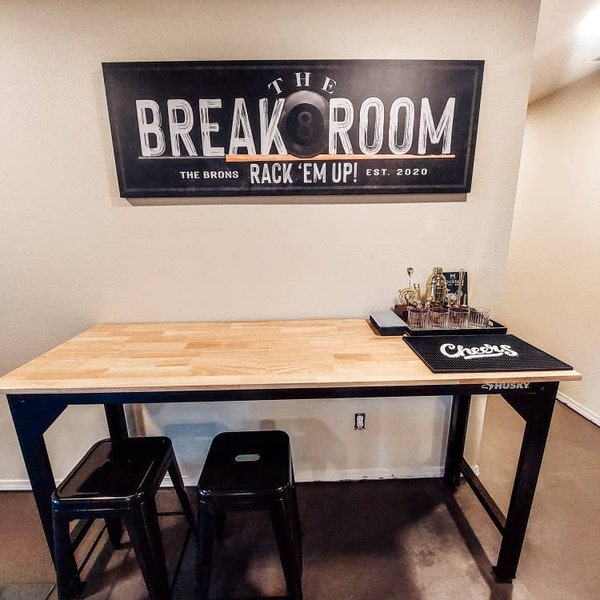 Break Room Sign, Rack 'em up Sign, Personalized Billiards Sign, Large ...