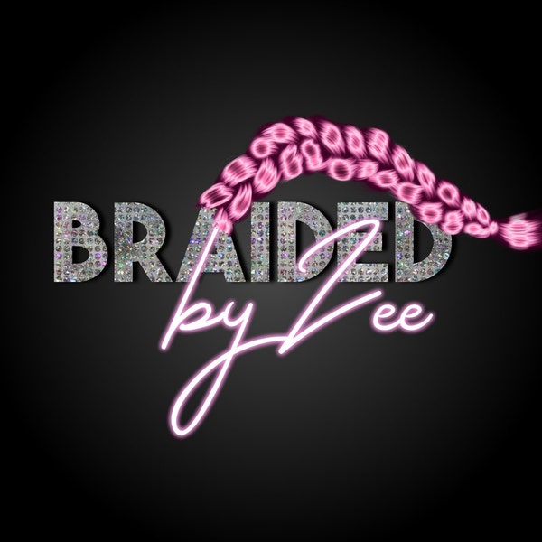 DIY Braid Glitter Logo, Hair Braider Logo, Customizable Pink Sparkle ...