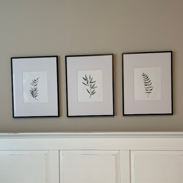 Set of Prints,black and White,watercolor Leaves,instant Digital ...