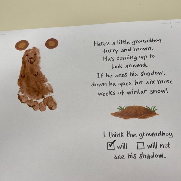 Groundhog Day Footprint Craft for Kids, Classroom Activity for ...