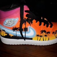 Nike Air Jordan 1 tropical Summer Custom Sneaker Sunset With Palm Trees ...