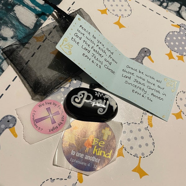 Collectible Hand-painted Black Prayer Pebble Help to Focus Calming ...