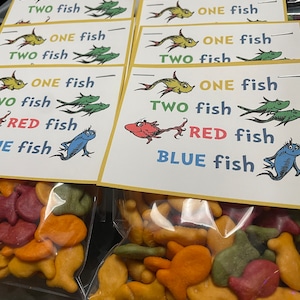 Dr. Seuss Treat Bag Card, Dr. Seuss Printable, One Fish Two Fish, Dr ...
