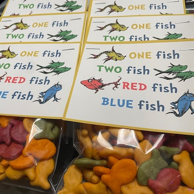 Dr. Seuss Treat Bag Card, Dr. Seuss Printable, One Fish Two Fish, Dr ...