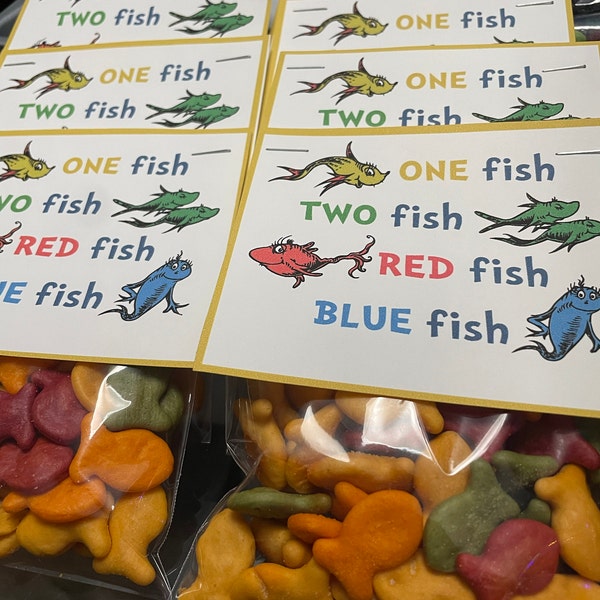 Dr. Seuss Treat Bag Card, Dr. Seuss Printable, One Fish Two Fish, Dr ...