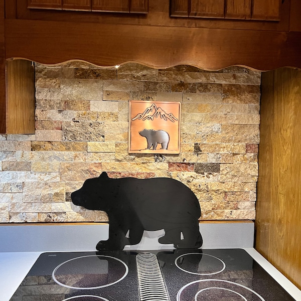 Bear and Mountains 100% Copper, Brass or Stainless Steel Tile, Handmade ...