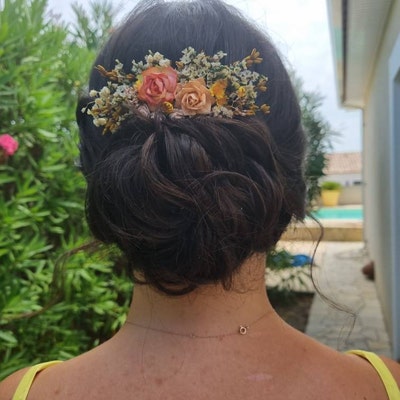 Yellow Flower Hair Clip Bridal Autumn Flower Clip Fall Wedding - Etsy