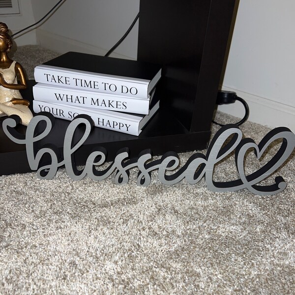 Blessed Heart Wood Sign: 3D Desk & Shelf Decor - Etsy