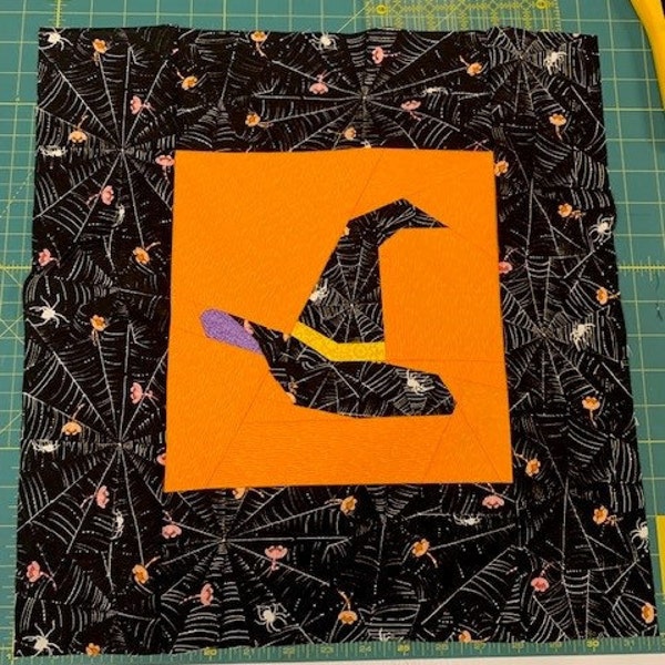 Witch Hat Quilt Block Pattern, 5 Sizes, Halloween FPP (PDF Download) - Etsy