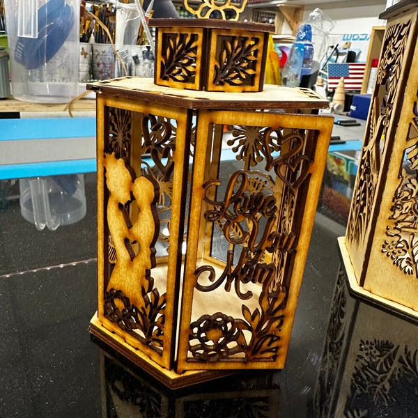 Mother and Baby Candle Holder SVG, Mothers Day Lantern Laser Cut File ...