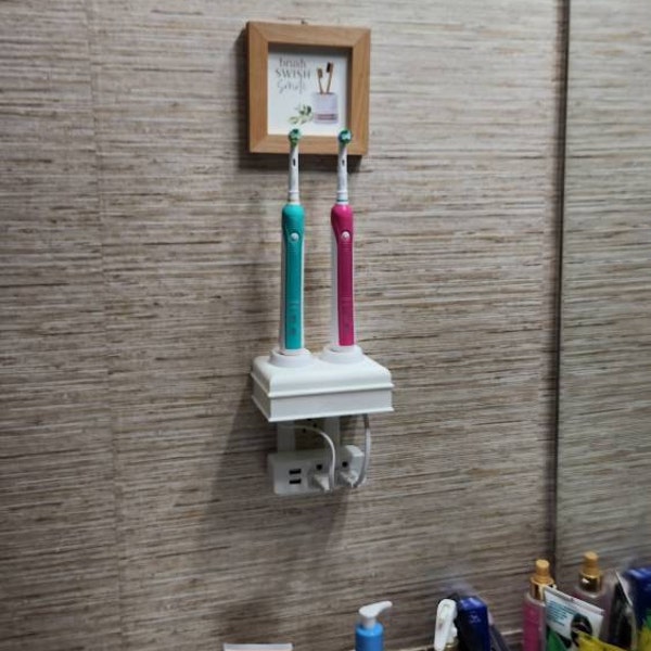 Electric Toothbrush Holder, Oral B, 2 Charging Slots, Organizer, Outlet ...