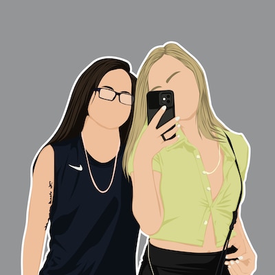 Custom Minimal 2 People Faceless Illustration Cartoon Portrait From ...