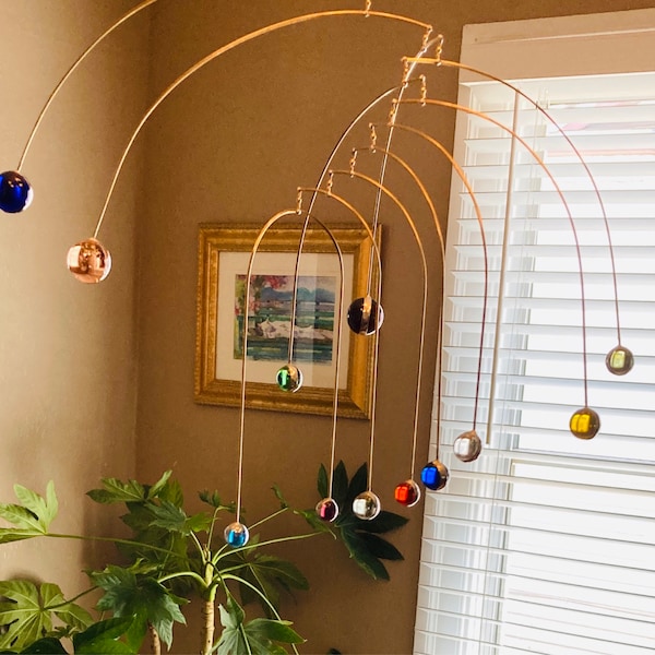 Modern Stained Glass Gem Mobile - Rectilinear Design - Etsy