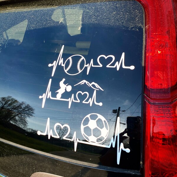 Baseball Softball Heartbeat Lifeline Decal Sticker | K1103 - Etsy