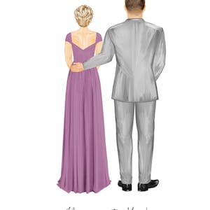 Personalized Bride and Parents Portrait Art DIGITAL Mother & - Etsy