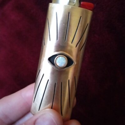 Vision Lighter Case With Opal // Evil Eye, All Seeing Eye, Brass ...