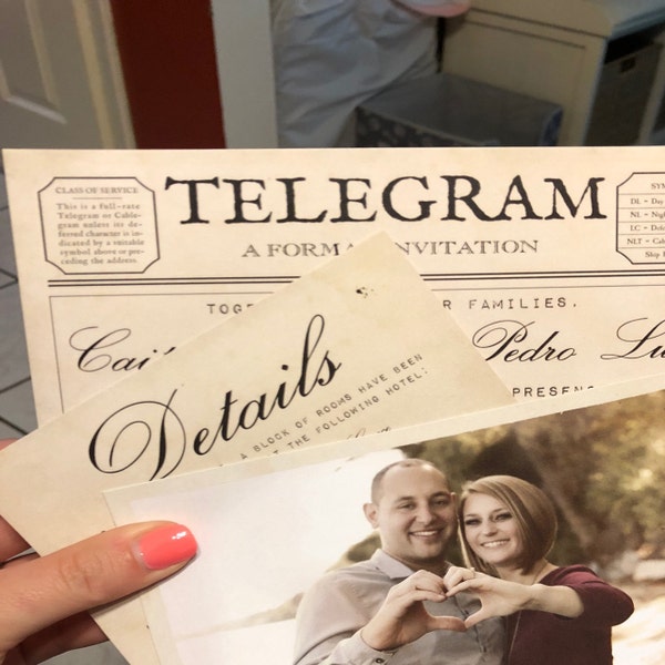 Telegram! Wedding Invitation Suite (printable), Telegram Invitation ...