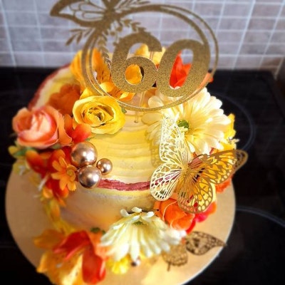 60th Birthday Cake Topper Butterfly - Etsy