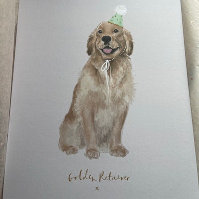Golden Retriever Birthday Card Pink Golden Retriever Card for Golden ...