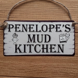 Personalised Mud Kitchen Sign Shabby Chic Style Fun Gift for - Etsy