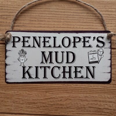 Personalised Mud Kitchen Sign Shabby Chic Style Fun Gift for - Etsy