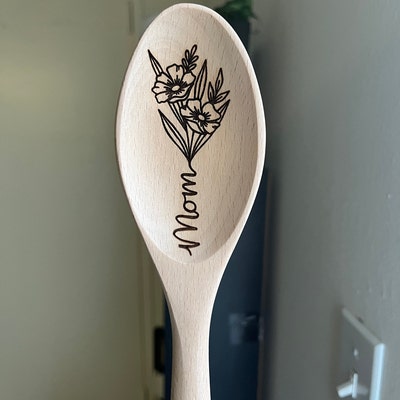Mother's Day Spoon Personalized Wooden Gift for Mom Flower Bouquet Mom ...