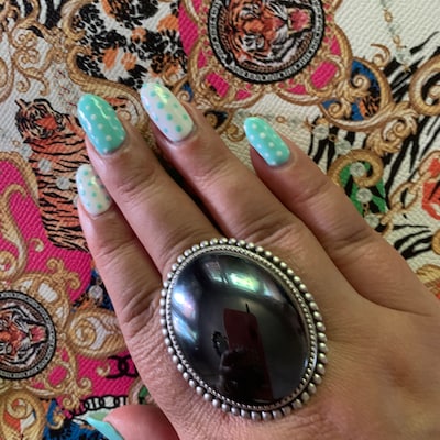 Thick Silver Ring for Women Colorful Chunky Rings Oversized Big Red ...